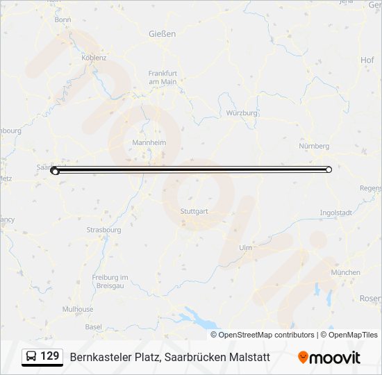 129 Route: Schedules, Stops & Maps - Bernkasteler Platz, Saarbrücken ...