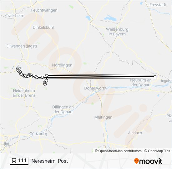 111 Route: Schedules, Stops & Maps - Neresheim, Post (Updated)