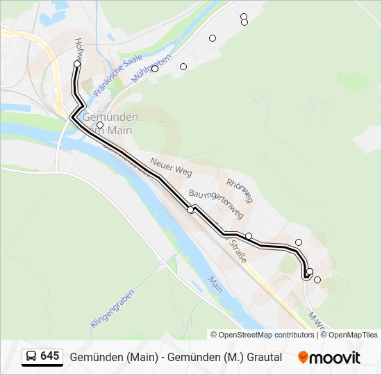 645 Route: Fahrpläne, Haltestellen & Karten - Gemünden, Florentini ...