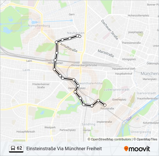 62 Route: Schedules, Stops & Maps - Einsteinstraße Via Münchner ...