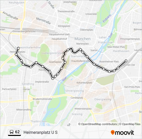 62 Route: Schedules, Stops & Maps - Heimeranplatz U S (Updated)