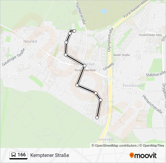 166 Route: Fahrpläne, Haltestellen & Karten - Kemptener Straße ...