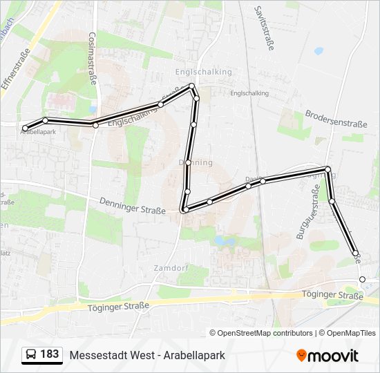 183 Route: Schedules, Stops & Maps - Arabellapark U (Updated)