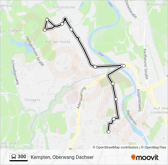 300 Route: Fahrpläne, Haltestellen & Karten - Kempten, Oberwang Dachser ...