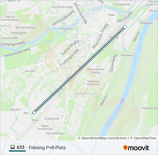 633 Route: Fahrpläne, Haltestellen & Karten - Freising P+R-Platz ...