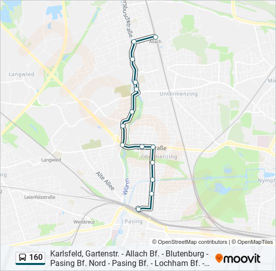 160 Route: Schedules, Stops & Maps - Allach Bahnhof Via Blutenburg ...