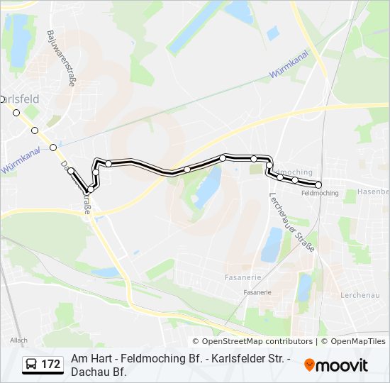 172 Route: Fahrpläne, Haltestellen & Karten - Feldmoching Bf ...