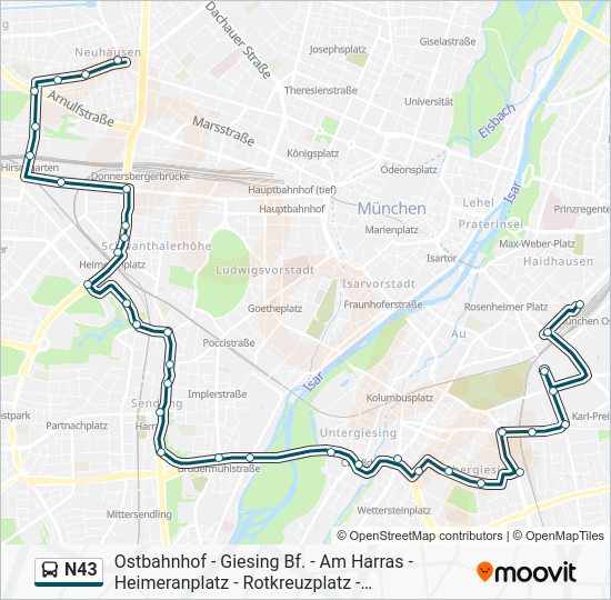 N43 Route: Schedules, Stops & Maps - Rotkreuzplatz (Updated)