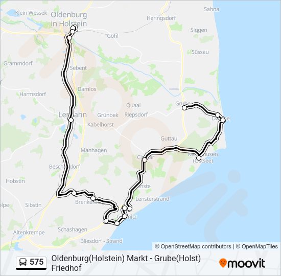 Маршрут 575: расписание, карты и остановки - Oldenburg(Holstein) Markt ...