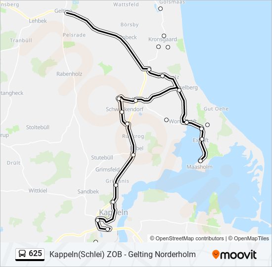 625 Route: Schedules, Stops & Maps - Kappeln(Schlei) Zob (Updated)