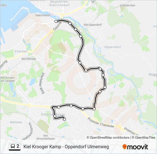 2 Route: Schedules, Stops & Maps - Kiel Schulzentrum Elmschenhagen ...