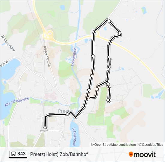 343 Route: Schedules, Stops & Maps - Preetz(Holst) Zob/Bahnhof (Updated)