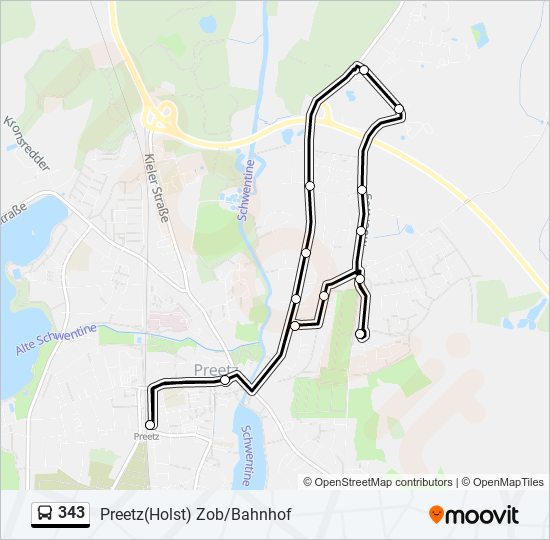 343 Route: Schedules, Stops & Maps - Preetz(Holst) Zob/Bahnhof (Updated)