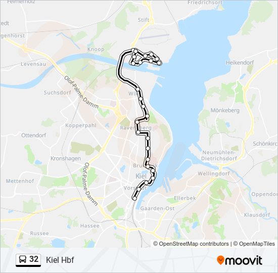 32 Route: Fahrpläne, Haltestellen & Karten - Kiel Hbf (Aktualisiert)