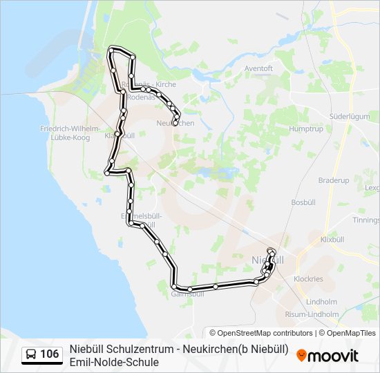 106 Route: Schedules, Stops & Maps - Niebüll Schulzentrum (Updated)
