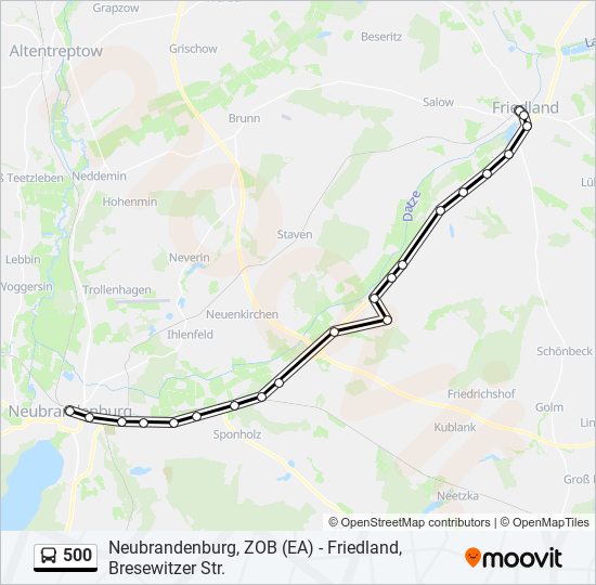 500 Route: Schedules, Stops & Maps - Neubrandenburg, Zob (Ea) (Updated)