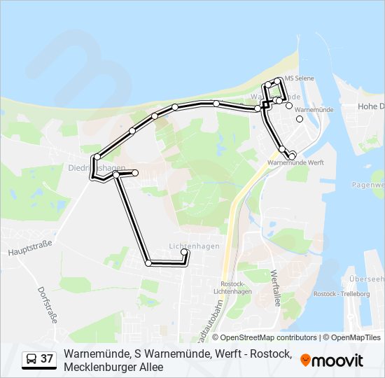 37 Route: Schedules, Stops & Maps - Rostock, Mecklenburger Allee (Updated)