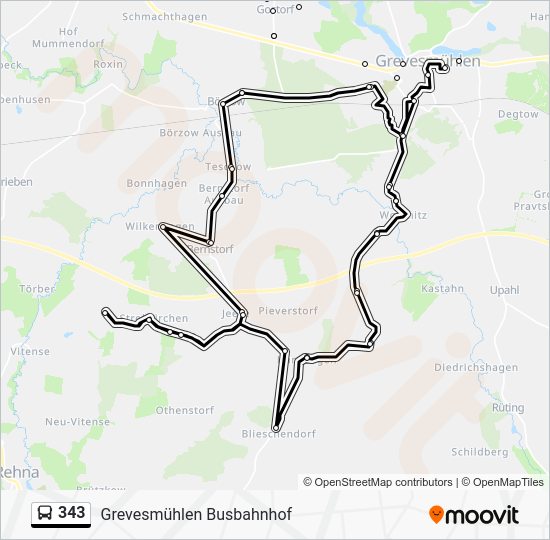 343 Route: Schedules, Stops & Maps - Grevesmühlen Busbahnhof (Updated)