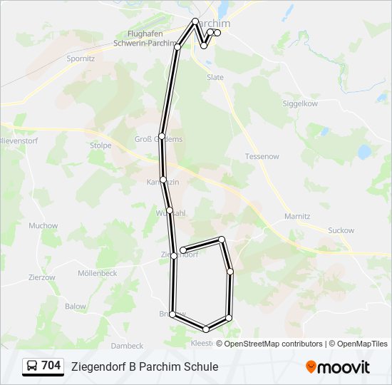 704 Route: Schedules, Stops & Maps - Ziegendorf B Parchim Schule (Updated)
