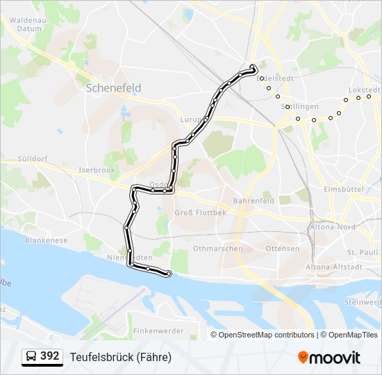 392 Route: Fahrpläne, Haltestellen & Karten - Teufelsbrück (Fähre ...