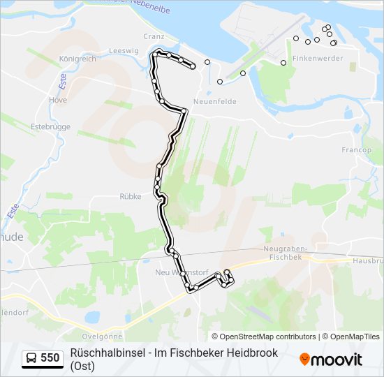 550 Route: Schedules, Stops & Maps - Im Fischbeker Heidbrook (Ost ...