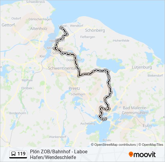 119 Route: Schedules, Stops & Maps - Laboe Hafen/Wendeschleife (Updated)