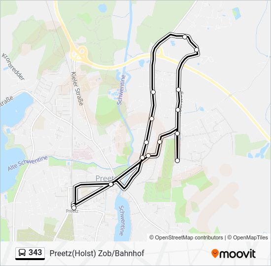 343 Route: Schedules, Stops & Maps - Preetz(Holst) Zob/Bahnhof (Updated)