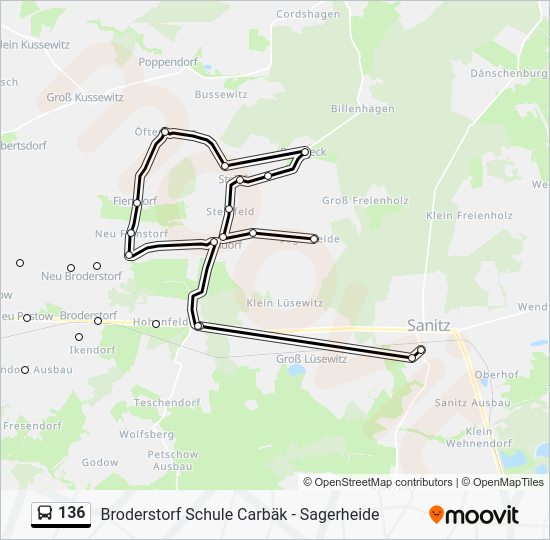 136 Route: Schedules, Stops & Maps - Sagerheide (Updated)