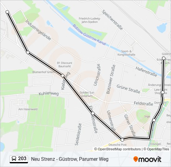 203 Route: Schedules, Stops & Maps - Güstrow, Zob (Updated)