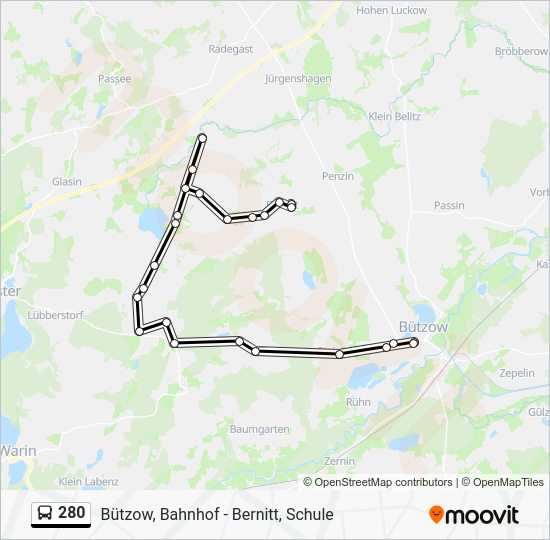 280 Route: Schedules, Stops & Maps - Bützow, Grundschule Schloßstraße ...