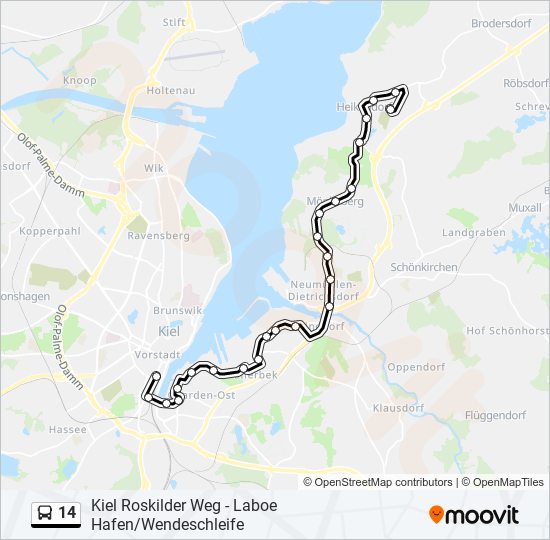 14 Route: Schedules, Stops & Maps - Kiel Hbf (Updated)