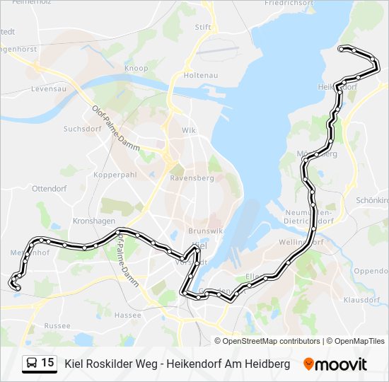 Маршрут 15: расписание, карты и остановки - Heikendorf (Обновлено)