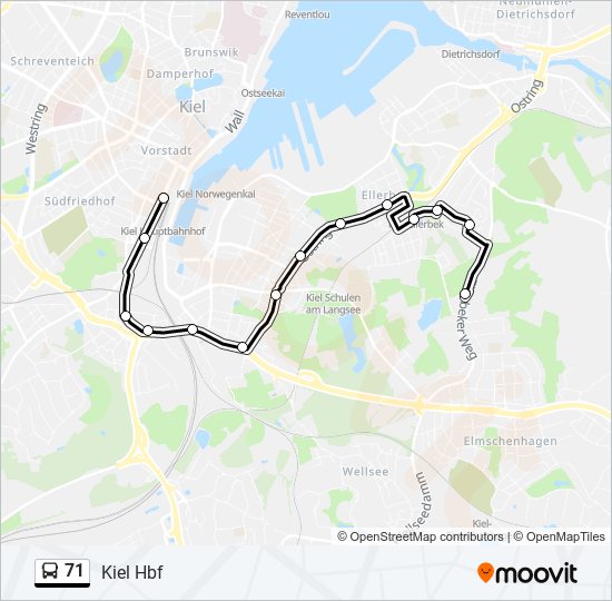 71 Route: Schedules, Stops & Maps - Kiel Hbf (Updated)