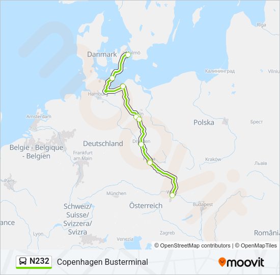 N232 Route: Schedules, Stops & Maps - Copenhagen Busterminal (Updated)