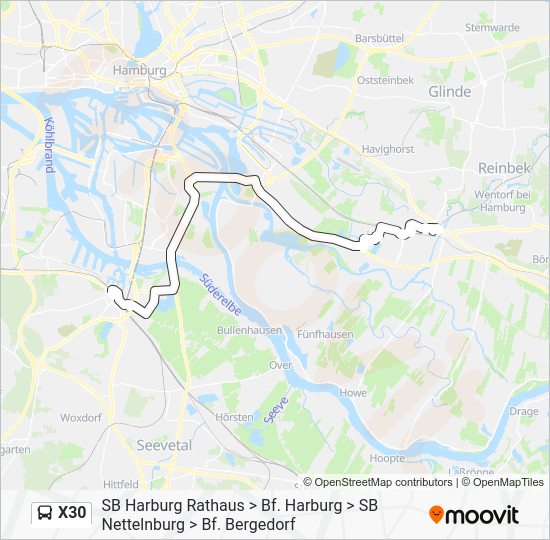 x30 Route: Fahrpläne, Haltestellen & Karten - S Harburg Rathaus ...