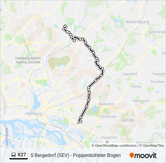 X27 Route: Fahrpläne, Haltestellen & Karten - Poppenbütteler Bogen ...
