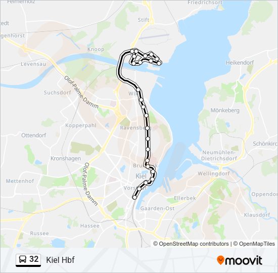 32 Route: Schedules, Stops & Maps - Kiel Hbf (Updated)