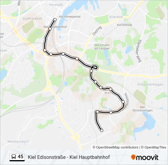 45 Route: Schedules, Stops & Maps - Kiel Hbf (Updated)