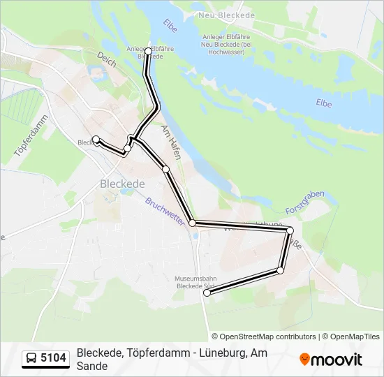 5104 Route: Fahrpläne, Haltestellen & Karten - Bleckede, Bahnhof ...