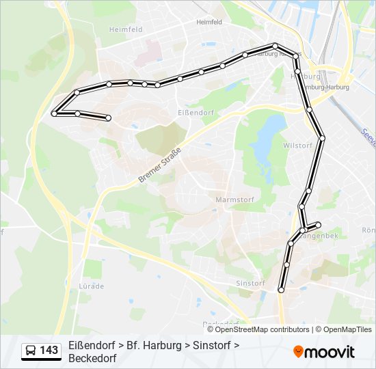 143 Route: Fahrpläne, Haltestellen & Karten - Sinstorfer Kirchweg ...