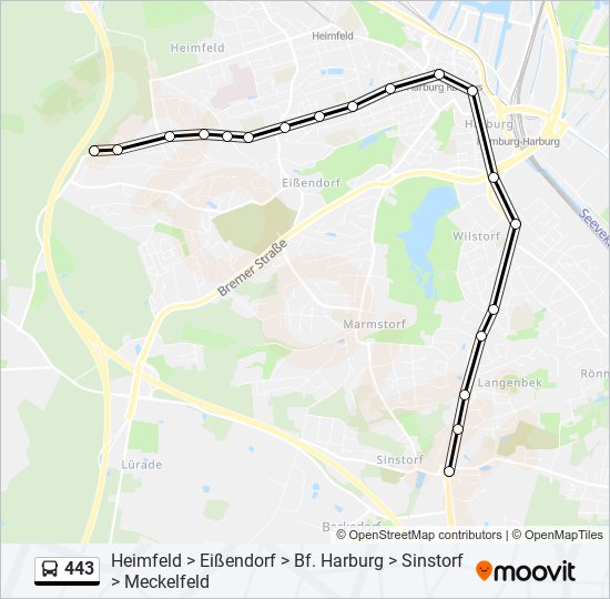 443 Route: Fahrpläne, Haltestellen & Karten - Sinstorfer Kirchweg ...