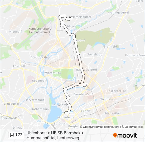 172 Route: Fahrpläne, Haltestellen & Karten - Mundsburger Brücke ...