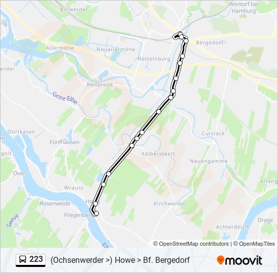 223 Route: Fahrpläne, Haltestellen & Karten - Hower Hauptdeich ...