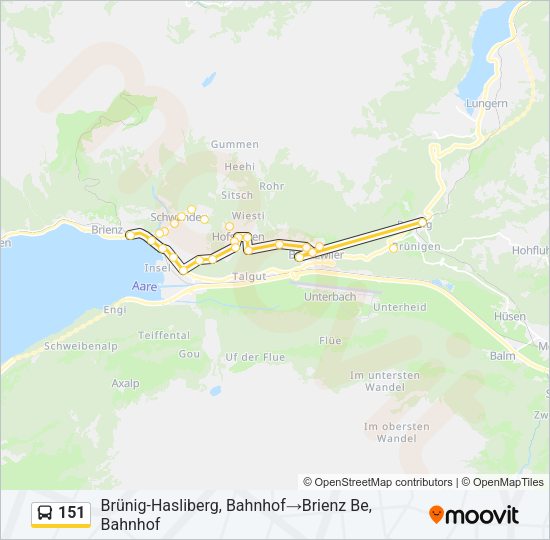 151 Route: Schedules, Stops & Maps - Brünig-Hasliberg, Bahnhof‎→Brienz ...