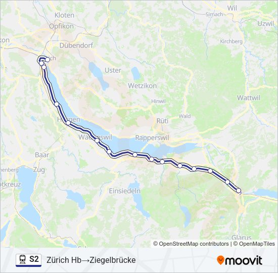s2 Route: Schedules, Stops & Maps - Zürich Hb‎→Ziegelbrücke (Updated)