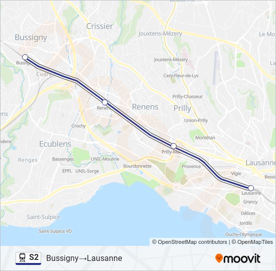 s2 Route: Schedules, Stops & Maps - Bussigny‎→Lausanne (Updated)