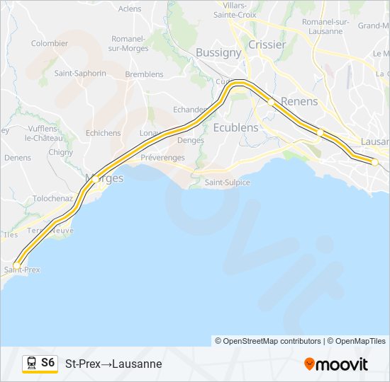 s6 Route: Schedules, Stops & Maps - St-Prex‎→Lausanne (Updated)
