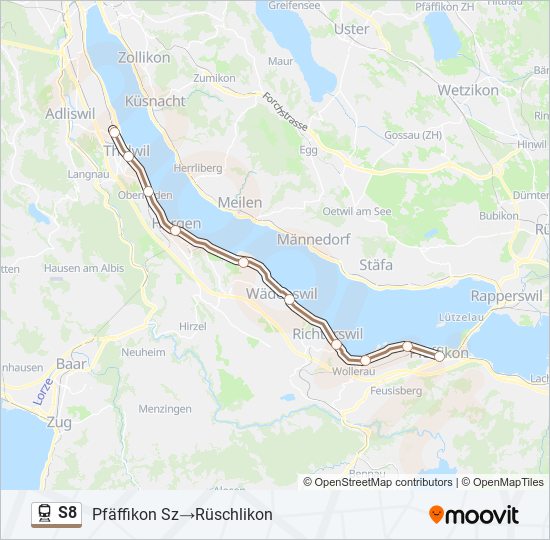 s8 Route: Schedules, Stops & Maps - Pfäffikon Sz‎→Rüschlikon (Updated)