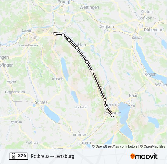 s26 Route: Schedules, Stops & Maps - Rotkreuz‎→Lenzburg (Updated)