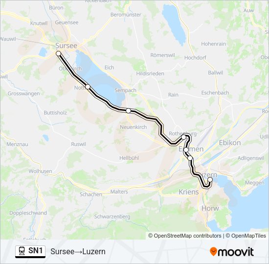 SN1 Route: Schedules, Stops & Maps - Sursee‎→Luzern (Updated)